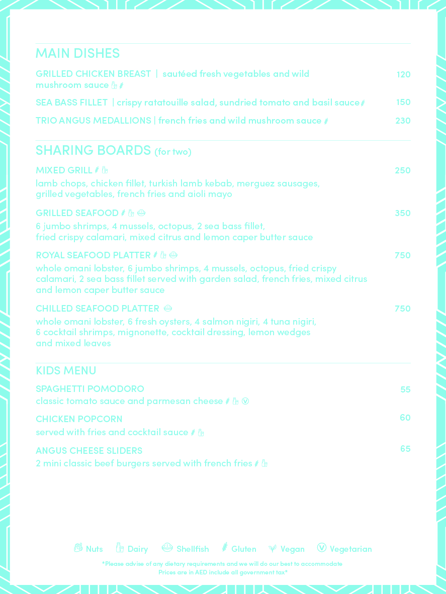MENU - cafe del mar abu dhabi