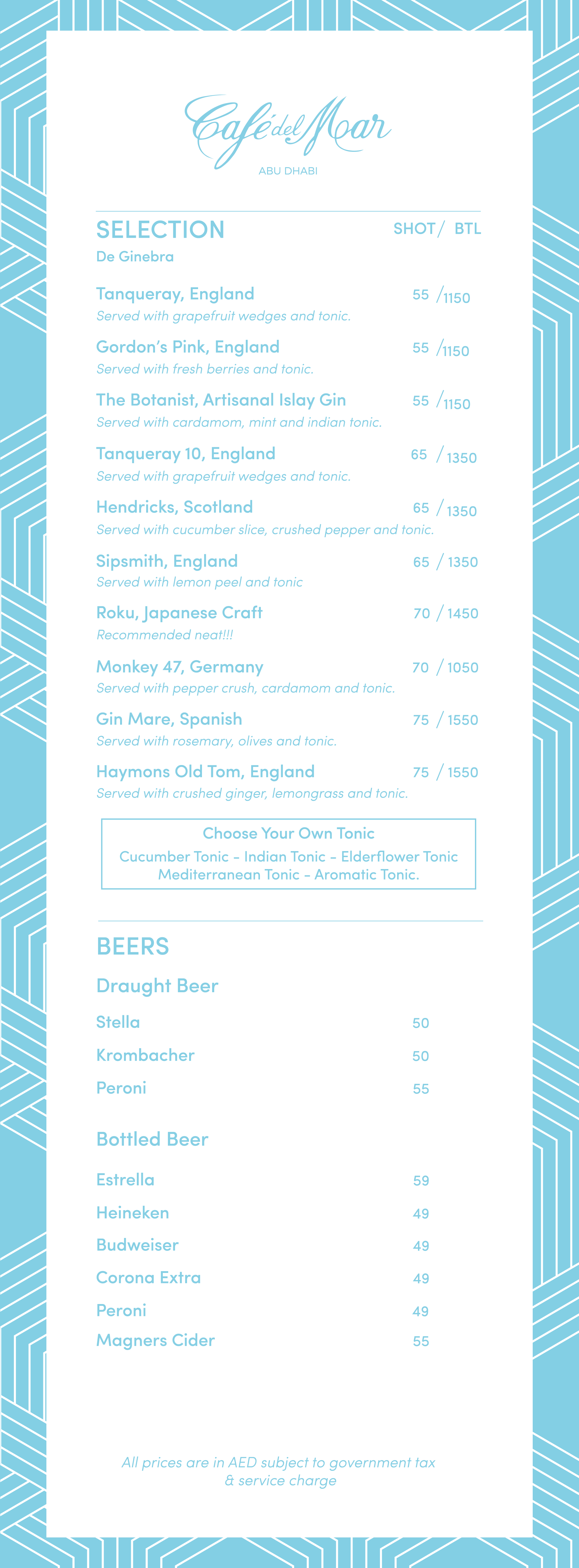MENU - cafe del mar abu dhabi