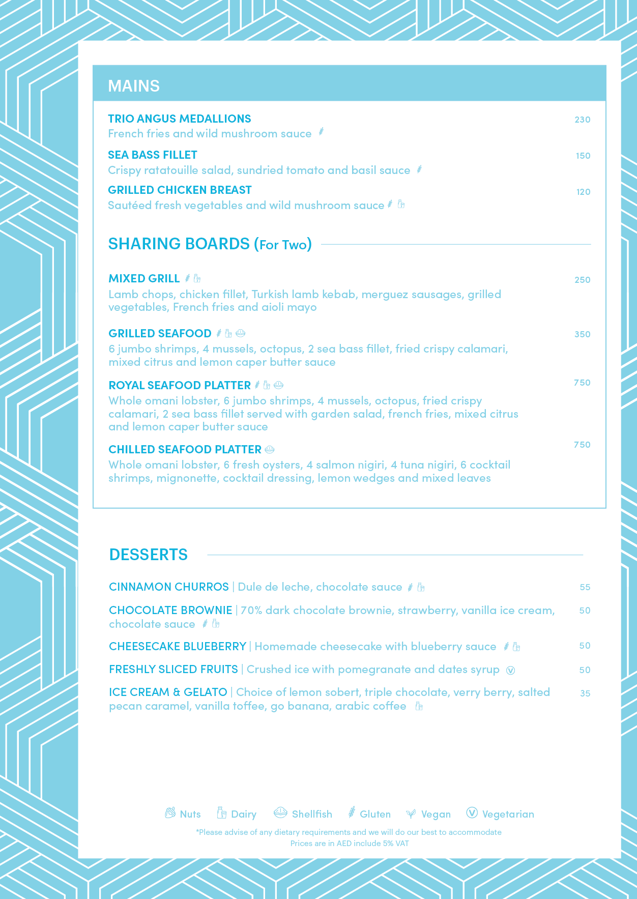 MENU - cafe del mar abu dhabi